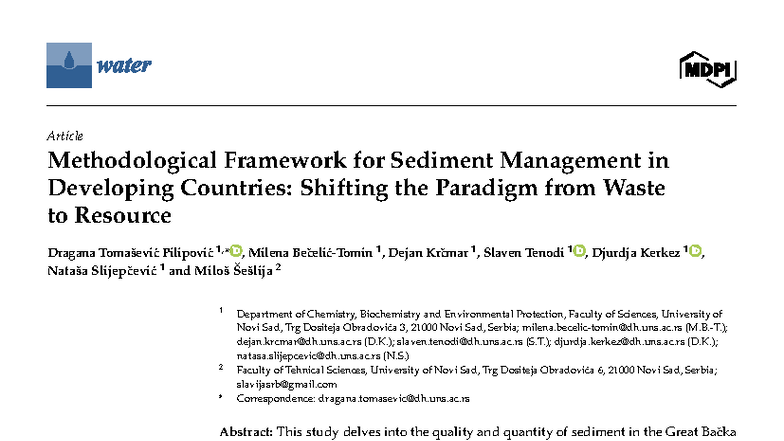 Methodological Framework for Sediment Management in Developing ...