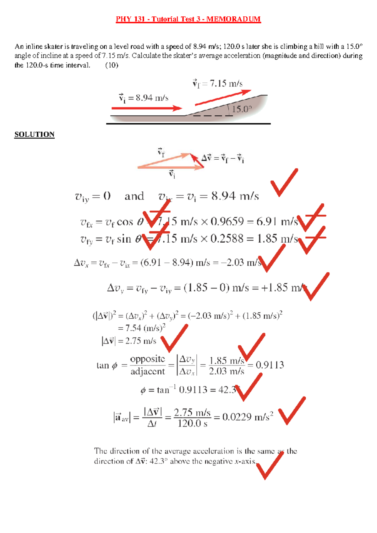 PHY 131 Tutorial Test 3 11 March to 14 March 2025-Session 1 and 2-MEMO ...
