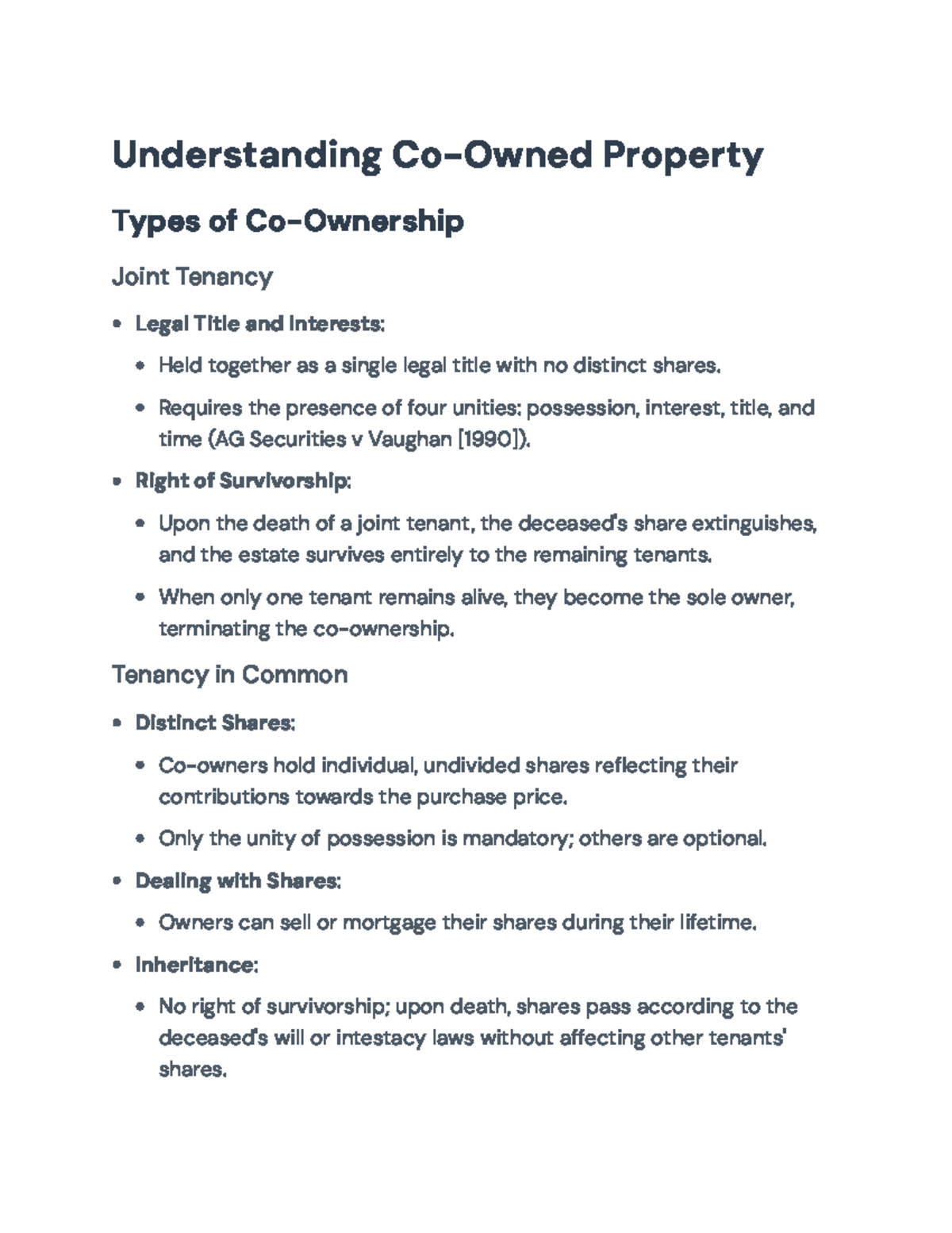 Understanding Co-Owned Property: Joint Tenancy vs. Tenancy in Common ...