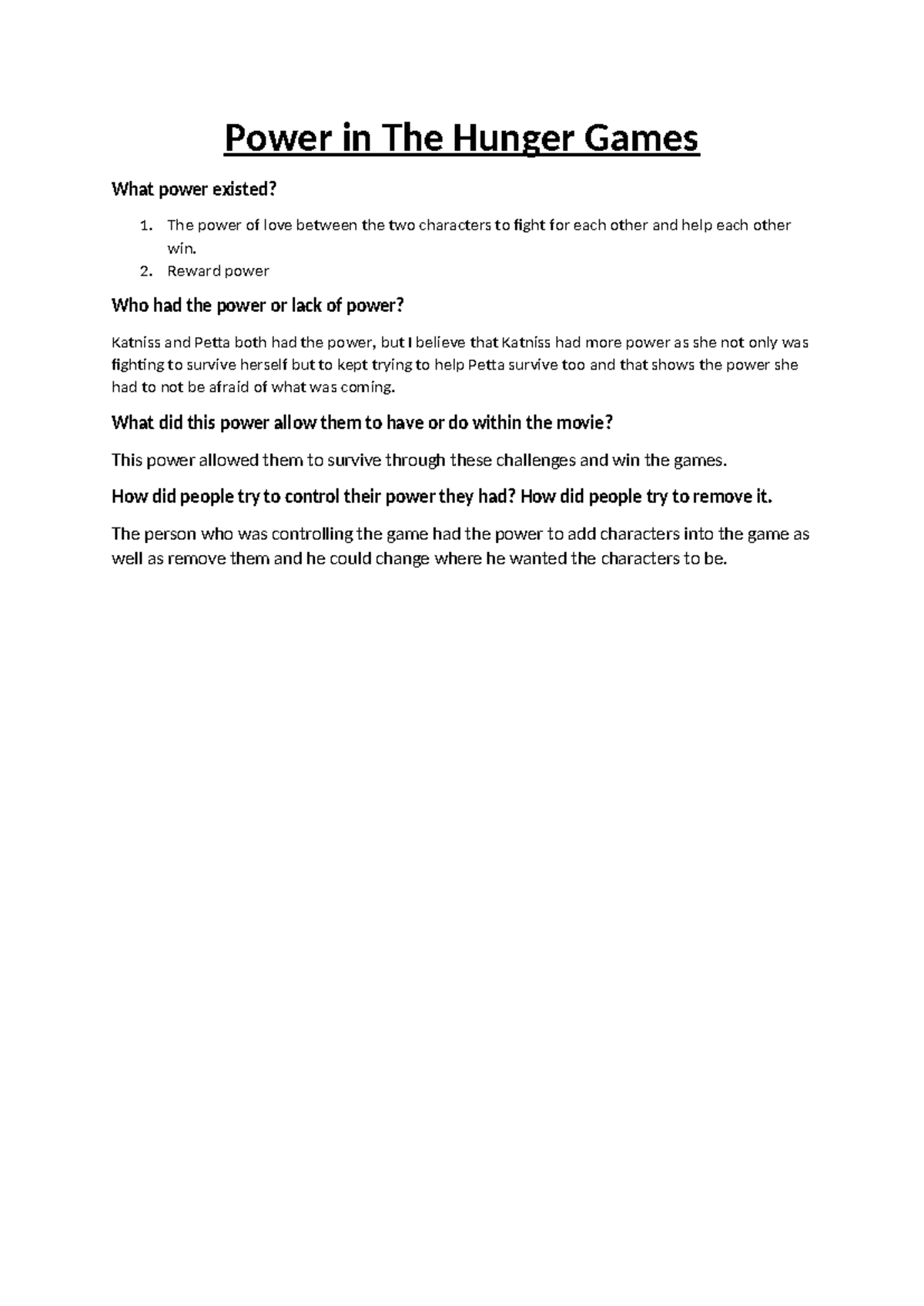 Power Dynamics in The Hunger Games: Analyzing Control and Survival ...