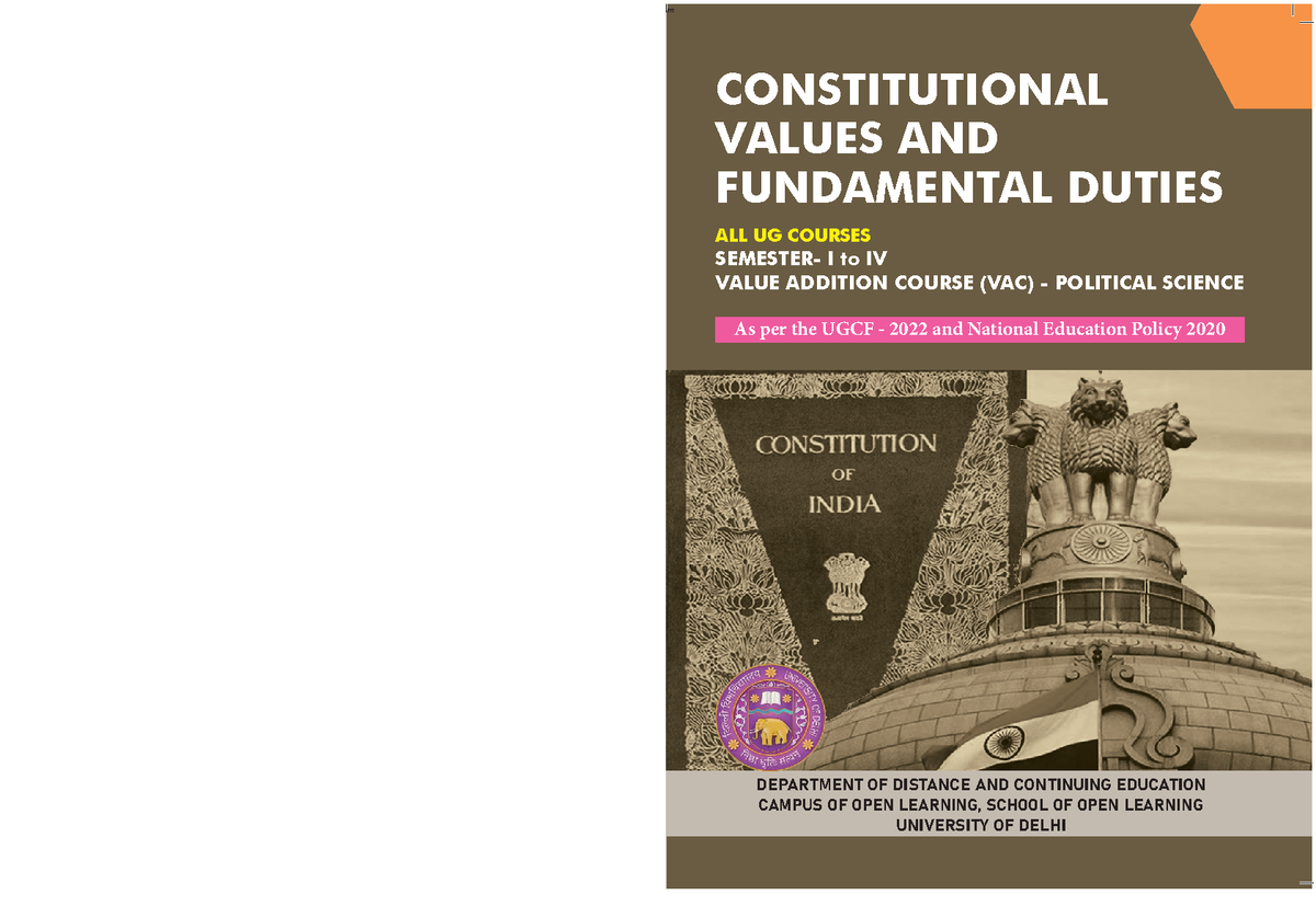 Unit 1-3: Constitutional Values and Fundamental Duties (VAC) - Studocu