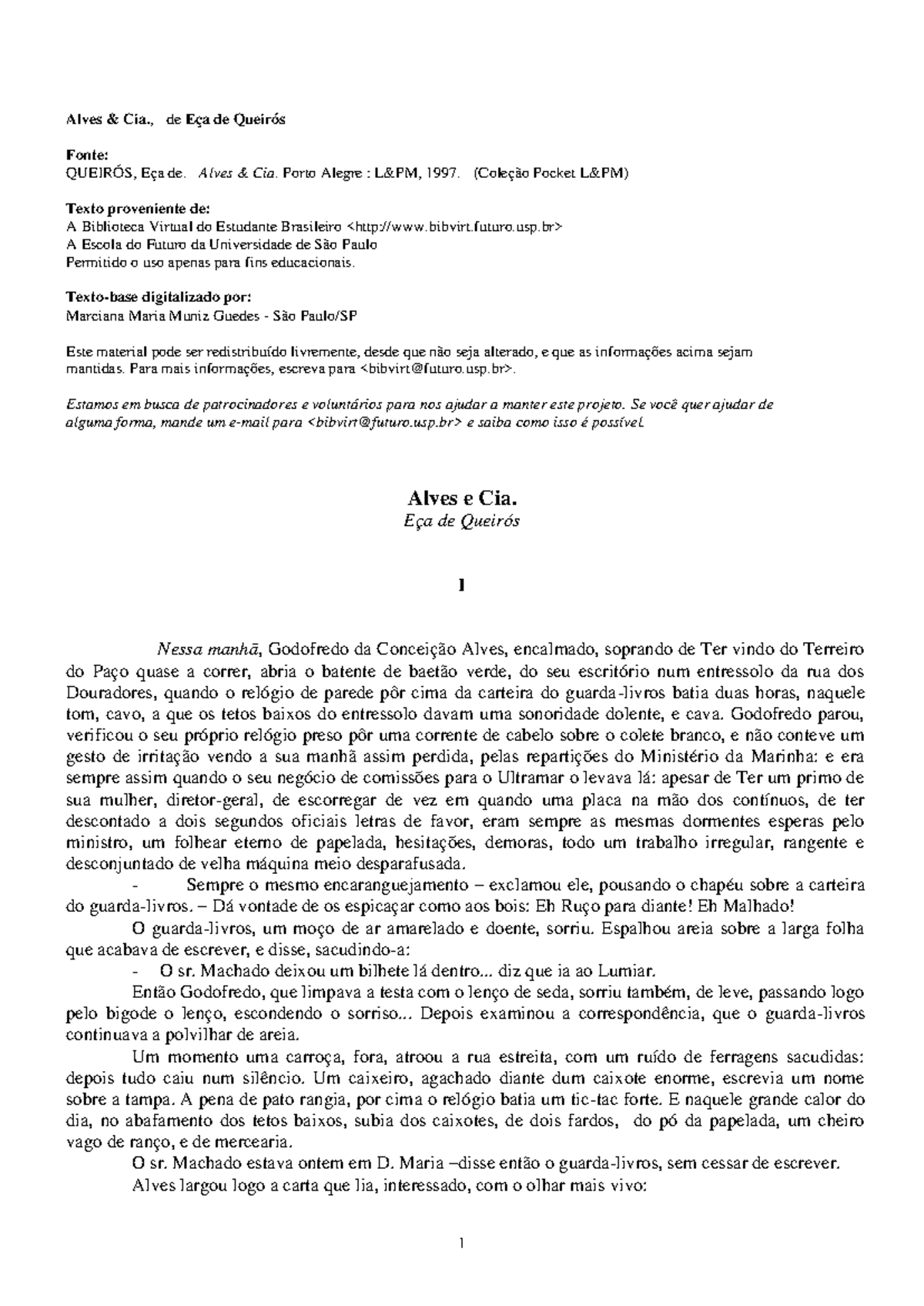 Eça de Queirós: Análise de "Alves e Cia." - Literatura Portuguesa - Studocu