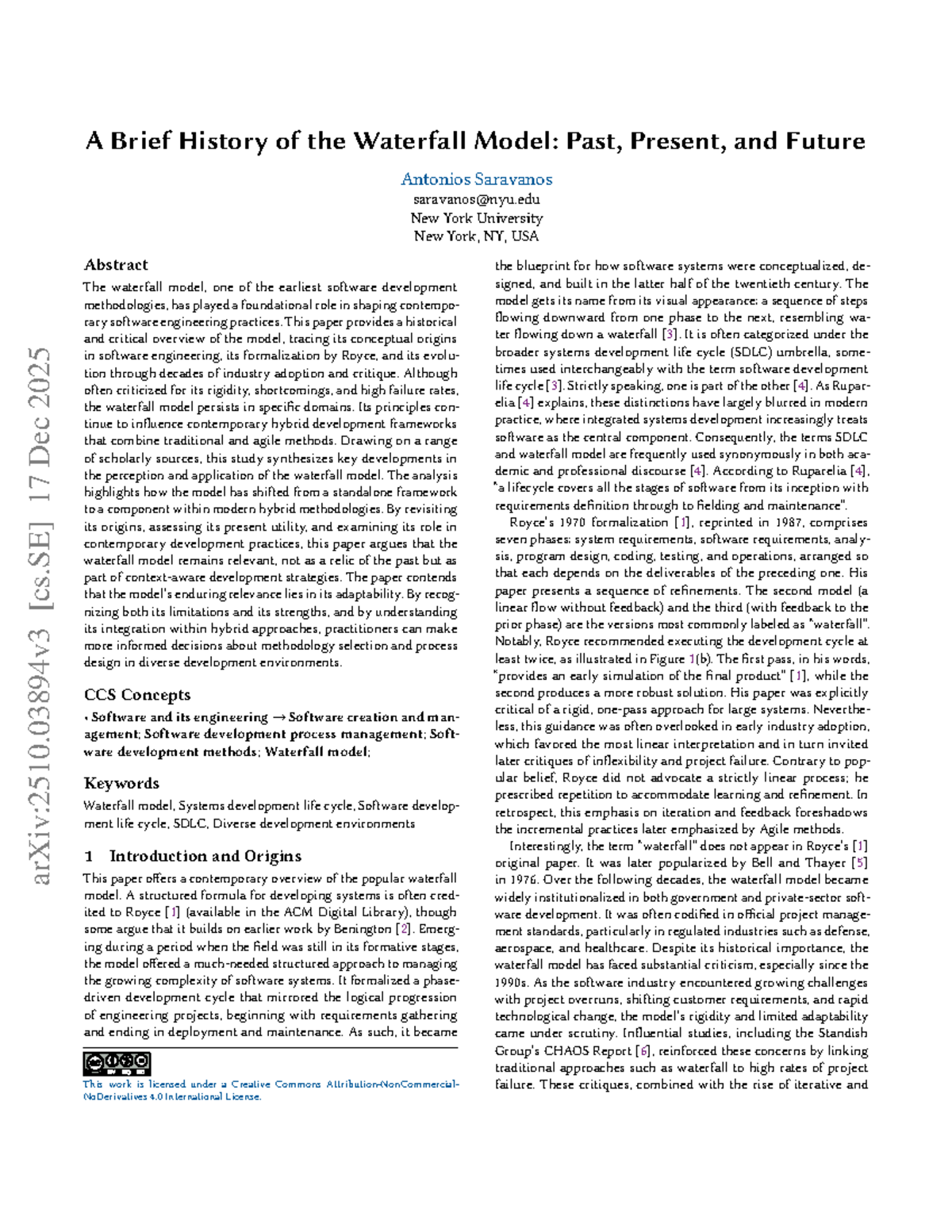 A Comprehensive Overview of the Waterfall Model: Past, Present, and ...