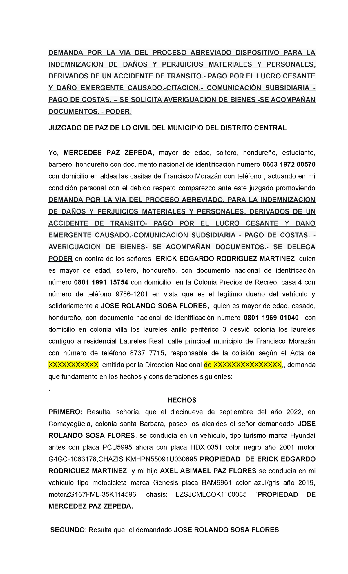 Demanda de Ampliación de Alimentos y Medida Cautelar Inaudita Parte ...