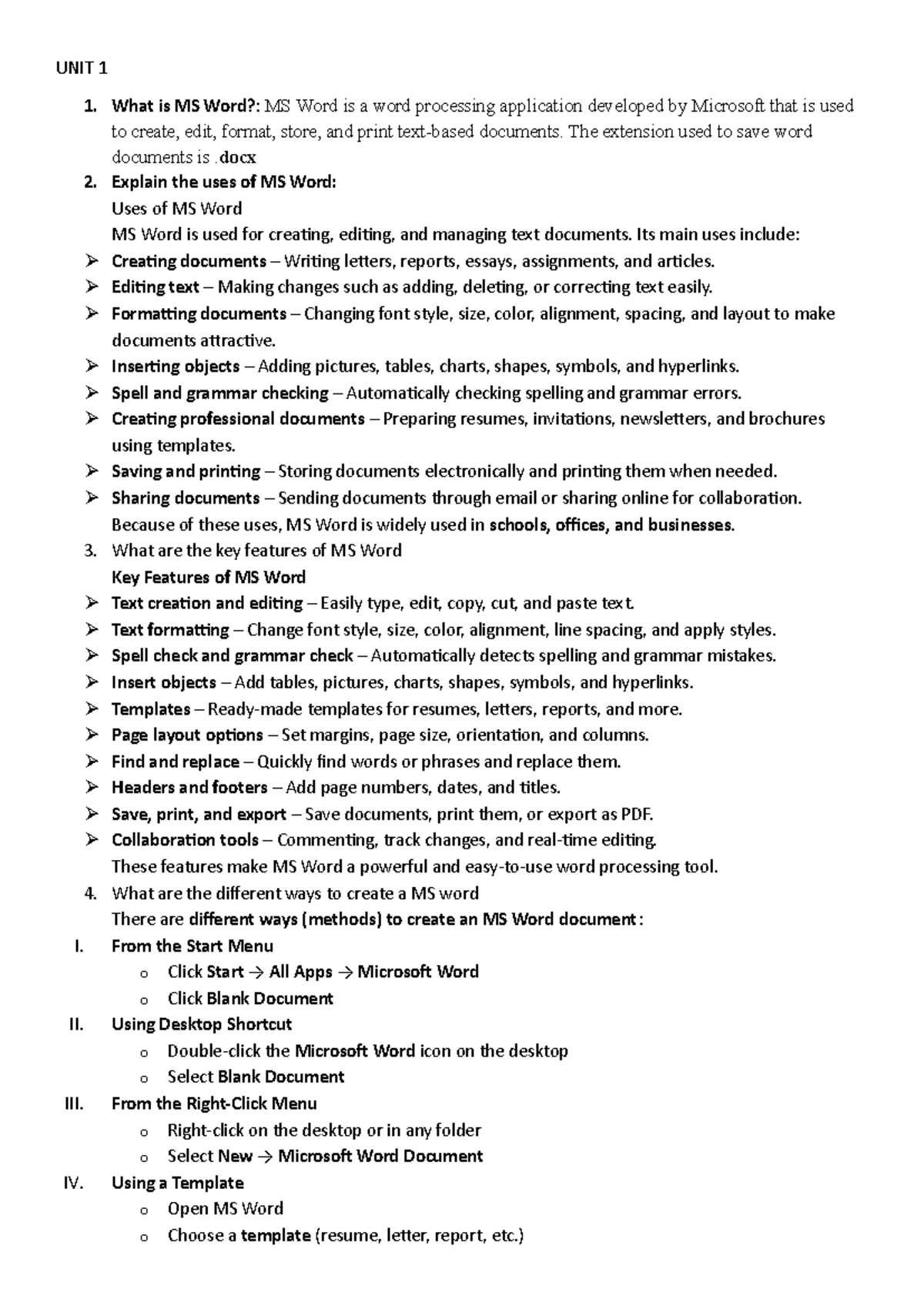 Chap 1 - MS Word Overview and Key Features - Studocu