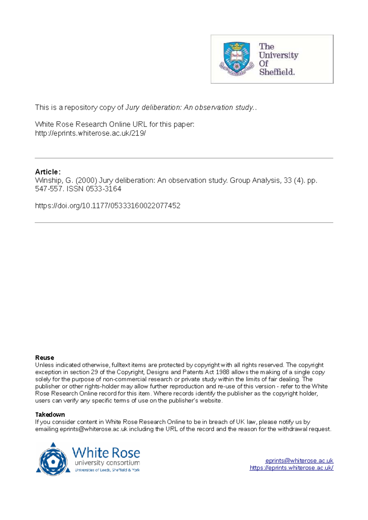 Jury Deliberation: An Observational Study on Group Dynamics - Studocu