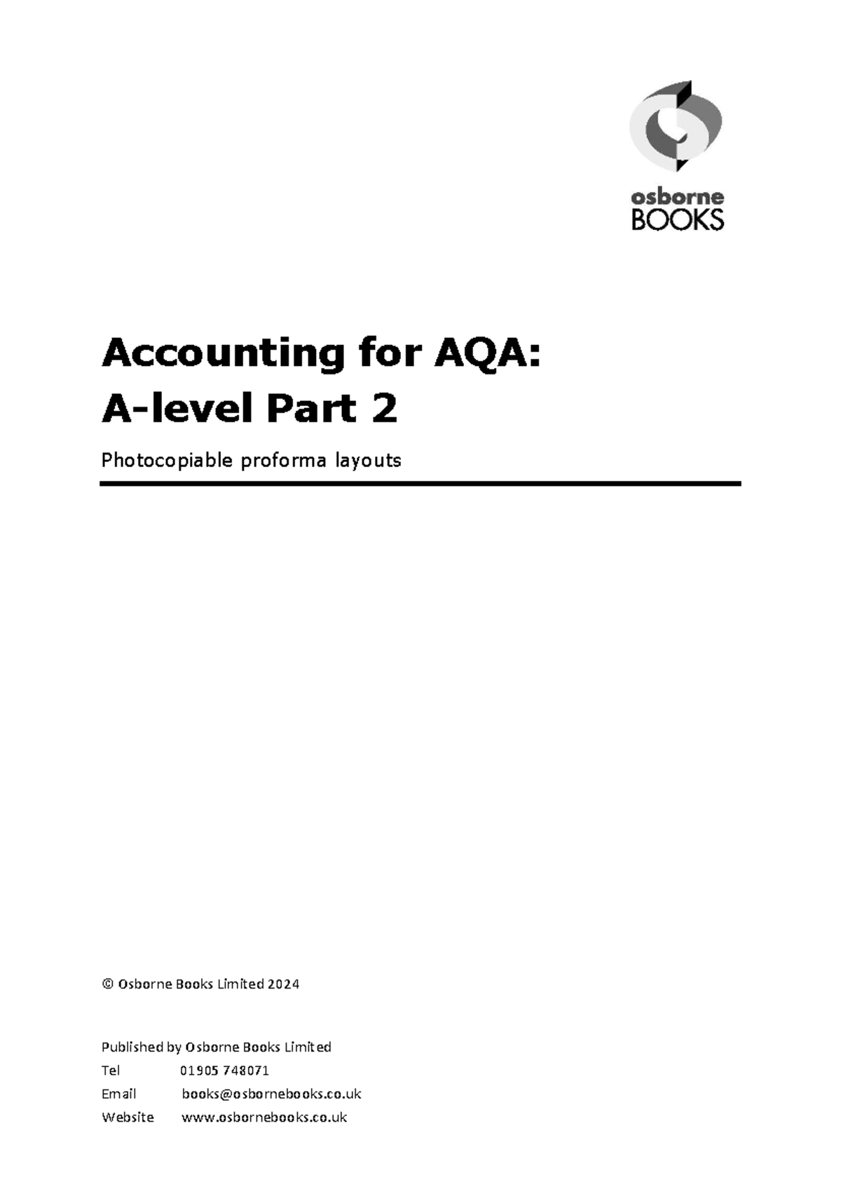 AQA A-Level Accounting: Part 2 Photocopiable Proforma Layouts - Studocu