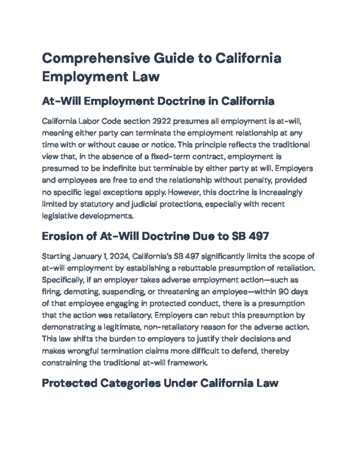 Comprehensive Guide to At-Will Employment Law in California (LAW101 ...