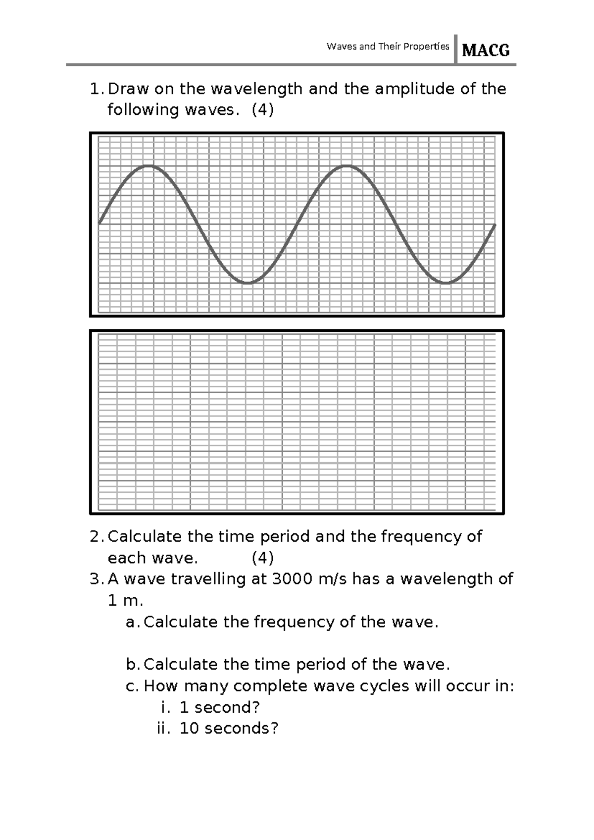 Waves and Their Properties: MACG Study Guide and Calculations - Studocu