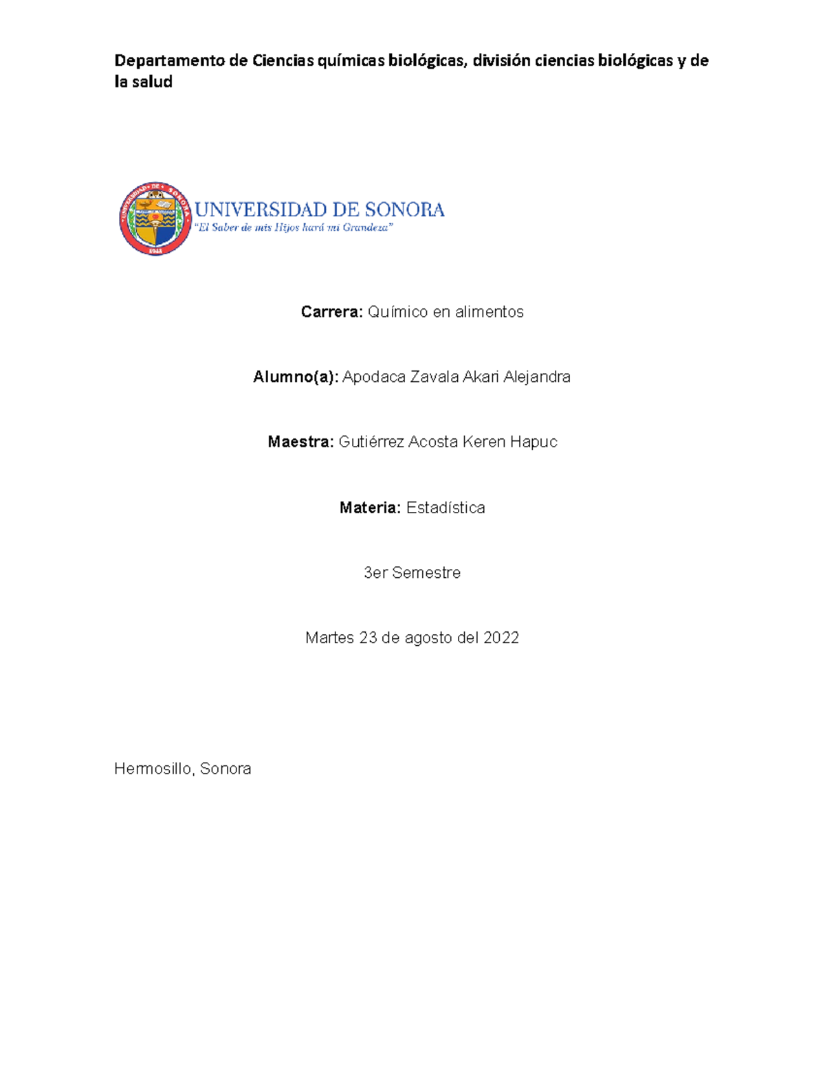 Actividad 3 - Tarea de estadistica - la salud Carrera: Químico en ...