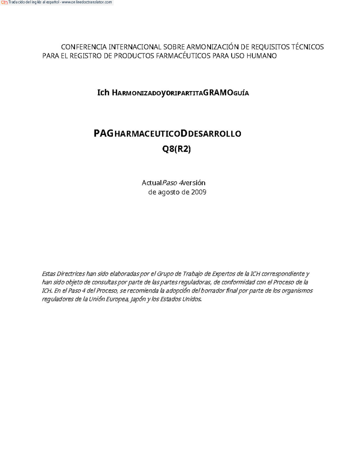 Q8(R2) Guideline.en.es traducido - CONFERENCIA INTERNACIONAL SOBRE ...