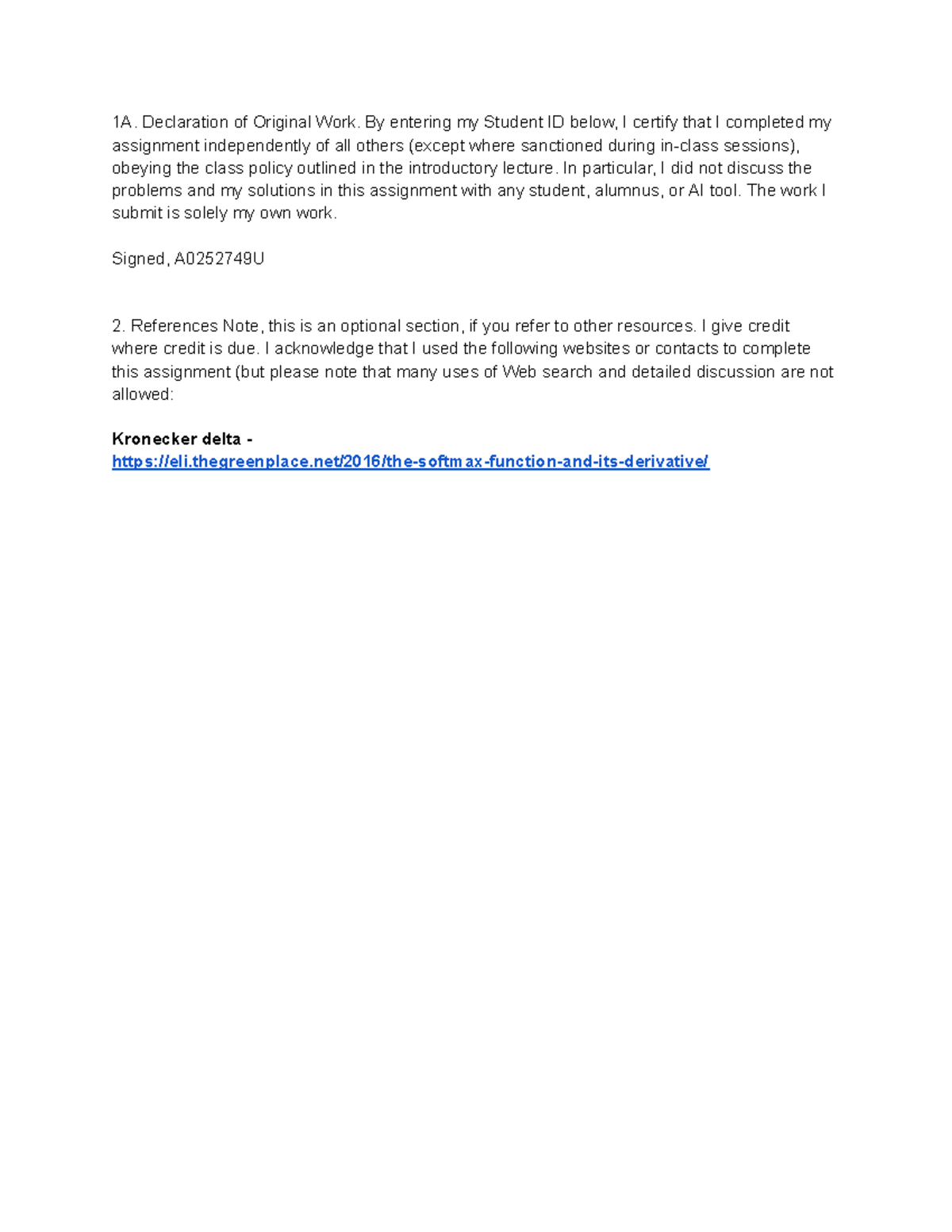 CS4248 Assignment 3: Declaration, Q1 Neural Networks, & Q2 Word Embeddings - Studocu