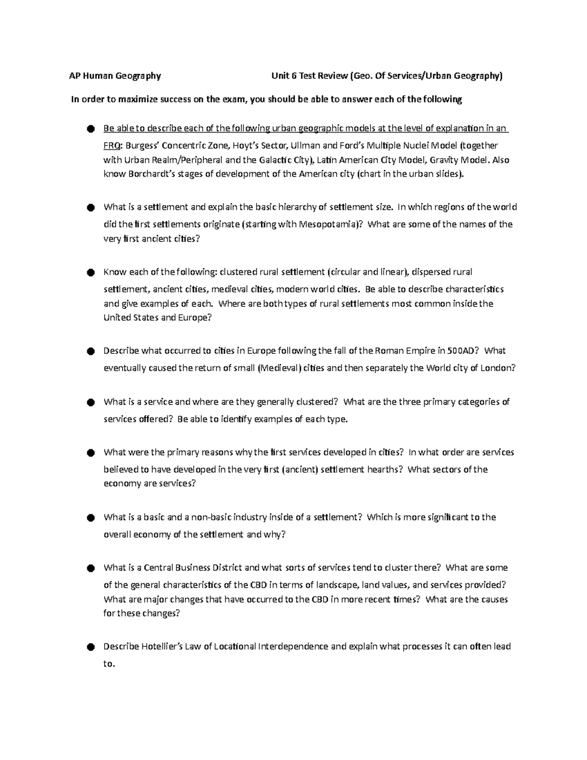 Unit 6 Review Sheet 2023 - AP Human Geography Unit 6 Test Review (Geo ...