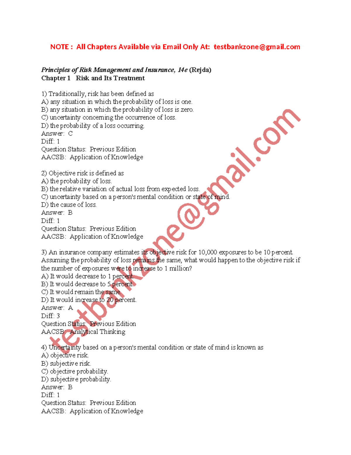 Test Bank & Solutions for Principles of Risk Management & Insurance ...