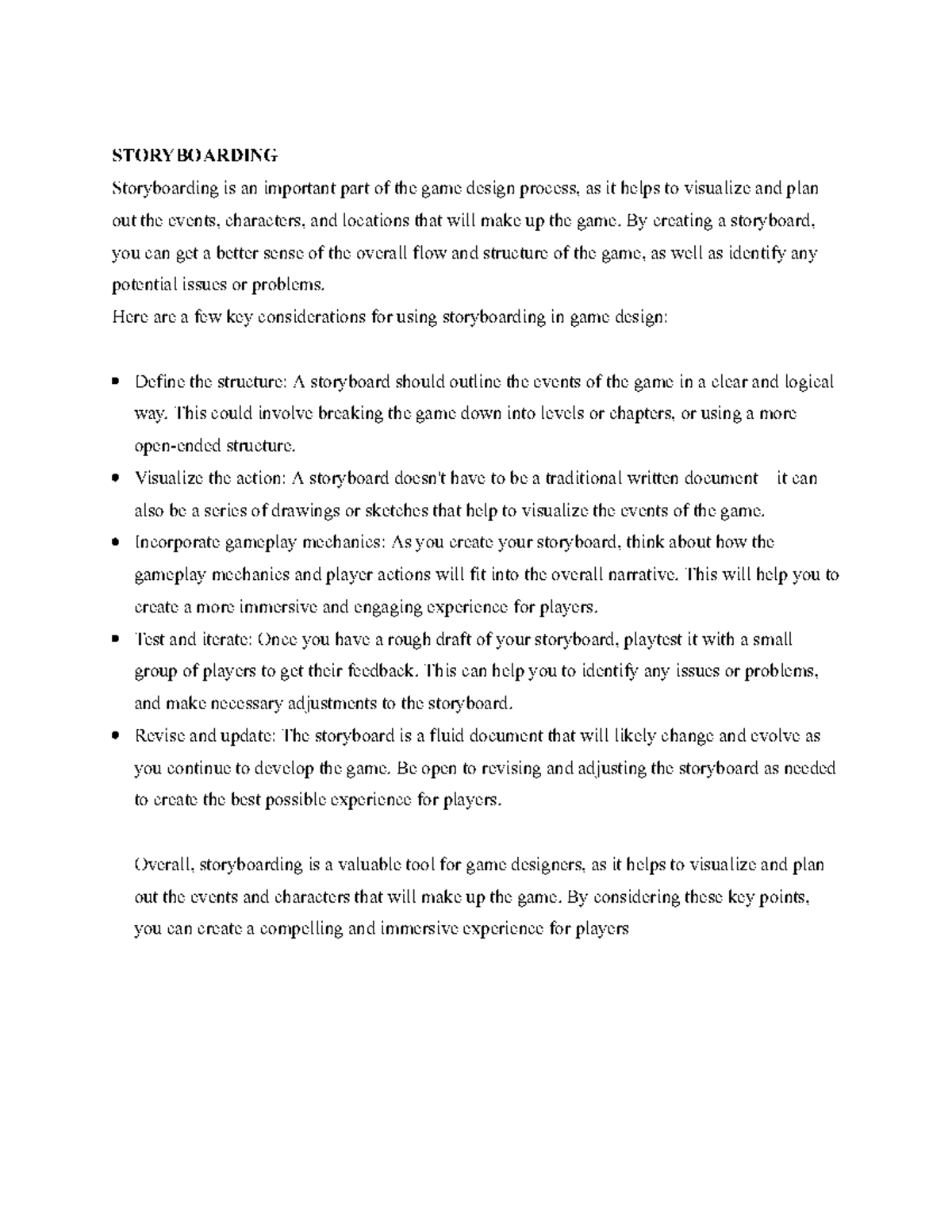 GD-UNIT-2: Storyboarding & Animation in Game Development Notes - Studocu