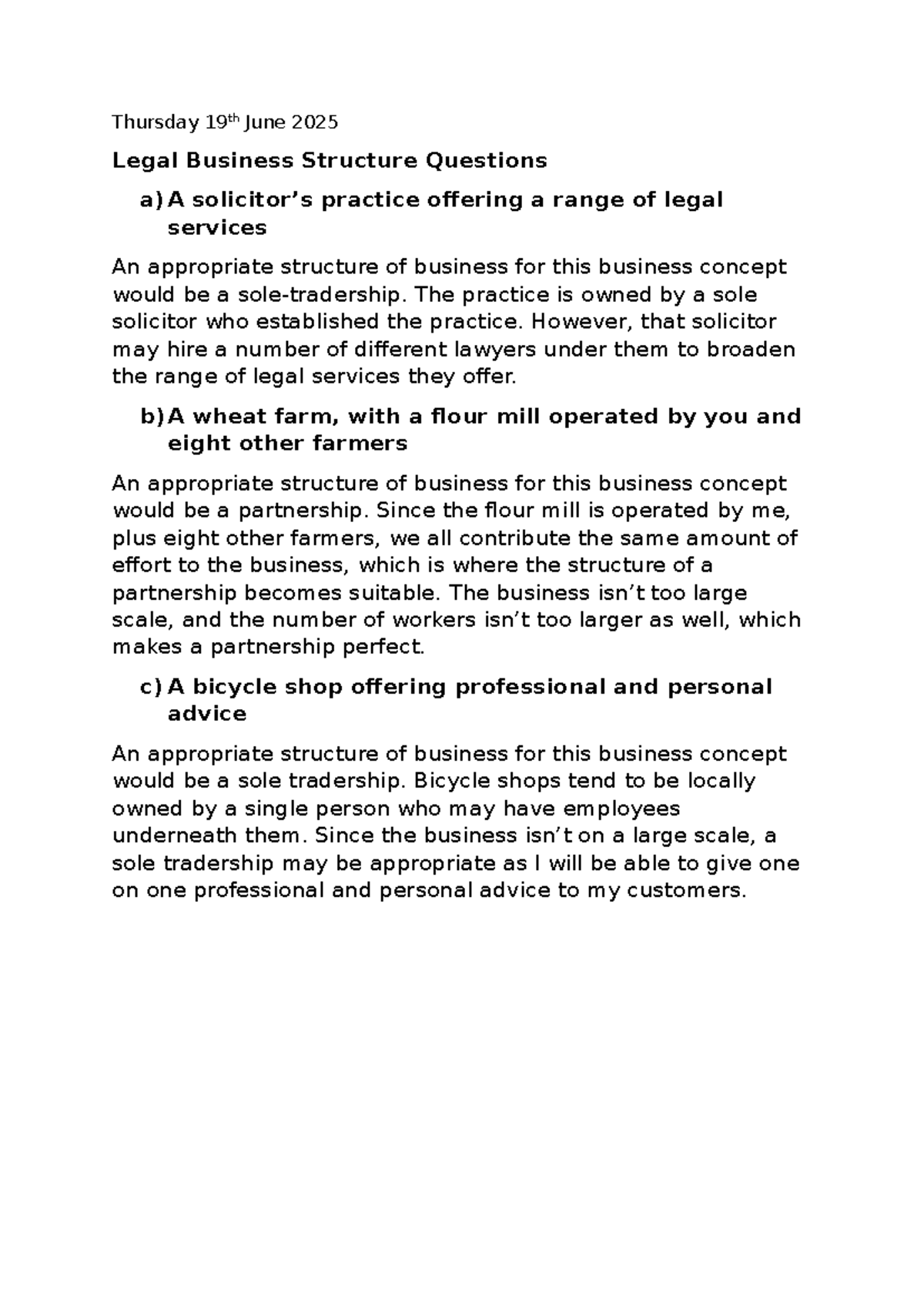 Legal Business Structures: Analysis of Various Models - Studocu