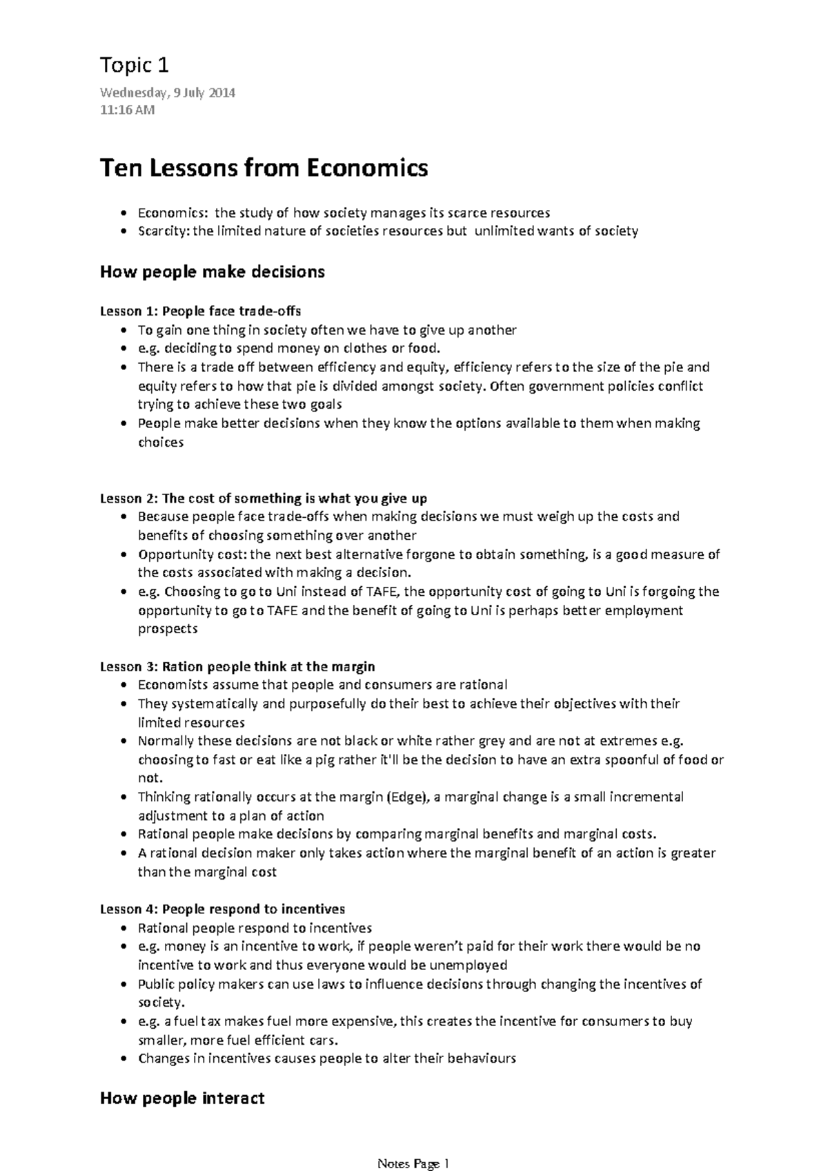 Topic 1 - Topic 1 Wednesday, 9 July 2014 11:16 AM Ten Lessons from ...
