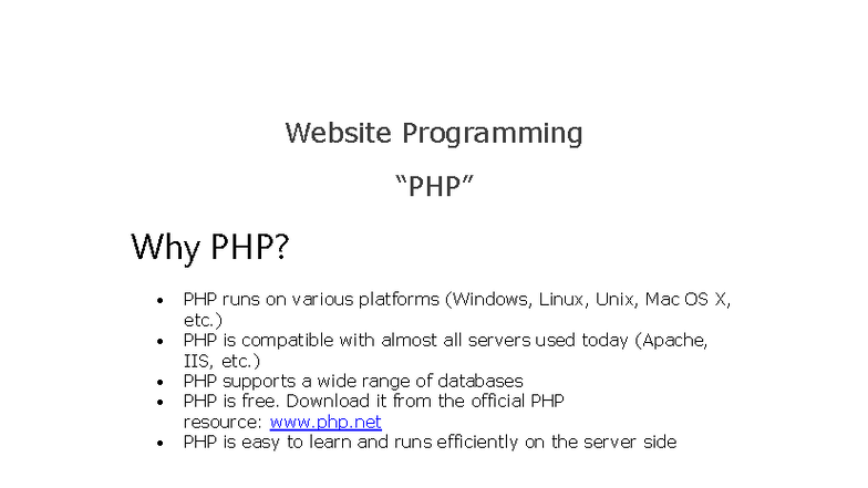 PHP & MySQL: Dynamic Web Development Essentials (Part 1) - Studocu