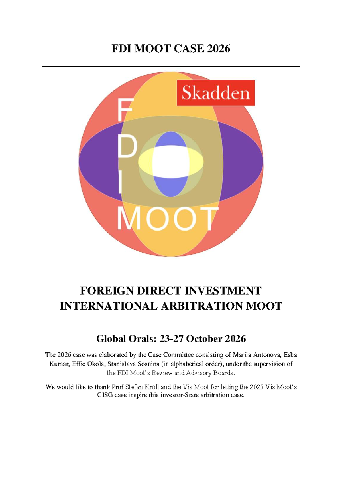 FDI MOOT CASE 2026: GreenHydro Plc. vs. Equatoriana Arbitration - Studocu