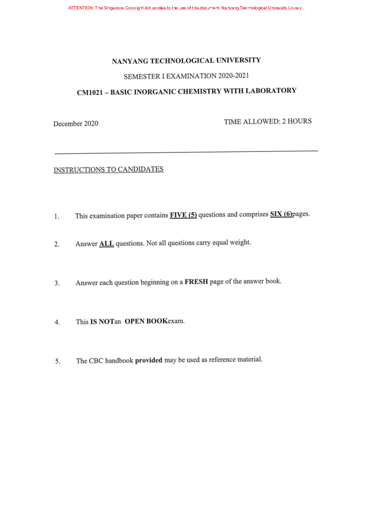 CM1021 2021 Answer Key for Chemistry Concepts and Spectroscopy - Studocu