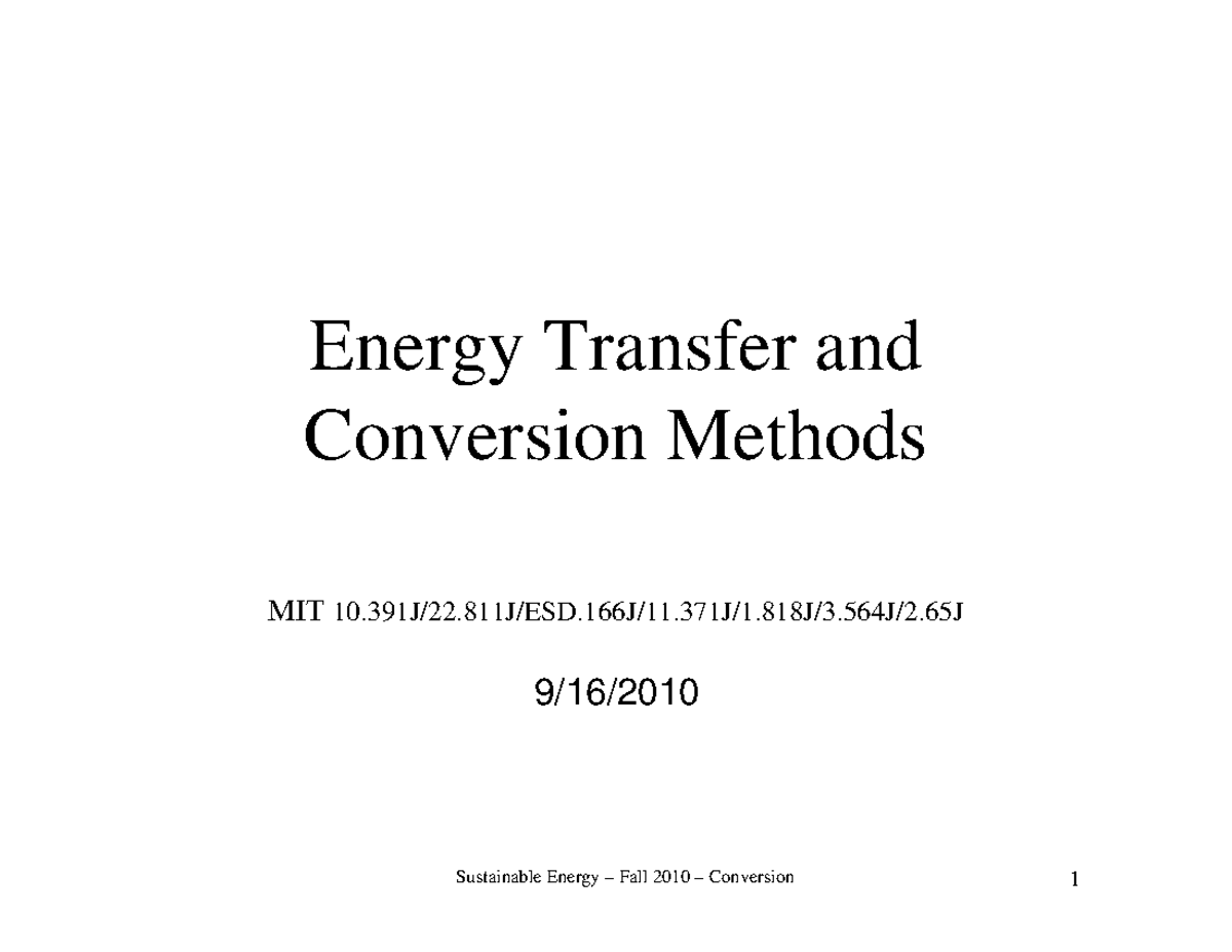 Energy Transfer and Conversion Methods - Energy Transfer and Conversion ...