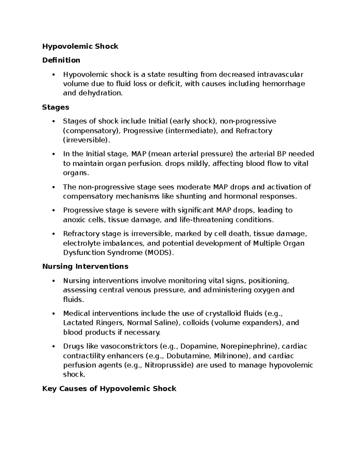 Hypovolemic Shock Study Guide: Definition, Stages, and Interventions ...