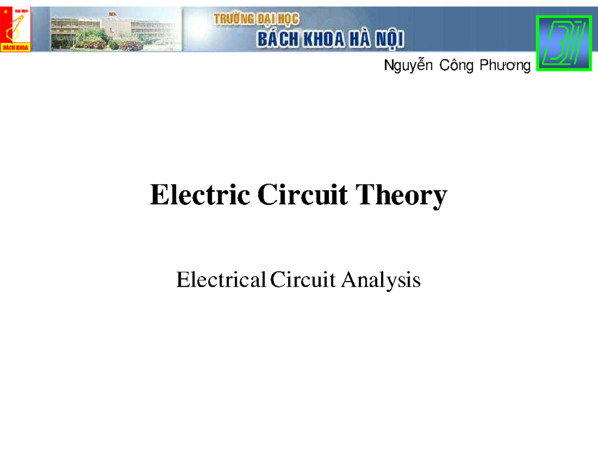 04 Electrical circuit analysis 2023mk - Electric Circuit Theory ...