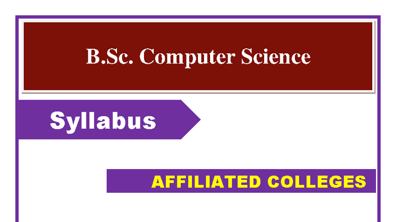 B.Sc. Computer Science Syllabus 2023-2024 - Affiliated Colleges - Studocu