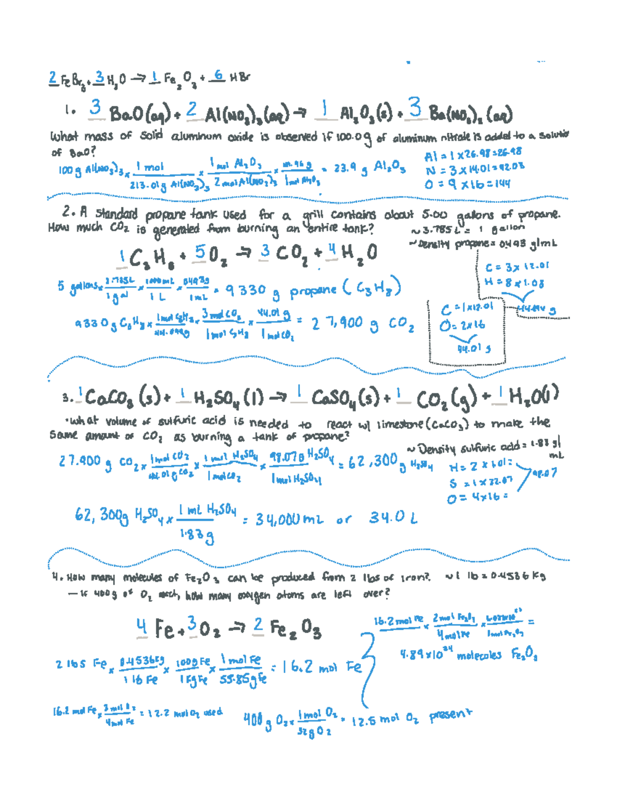 Stoichiometry Practice Problems for Chemistry 101 - Studocu