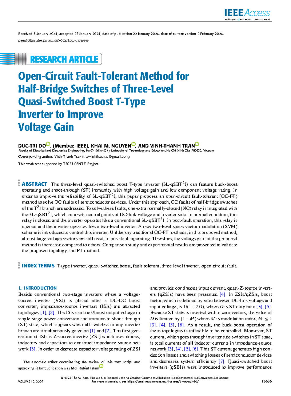 Open-Circuit Fault-Tolerant Method for Half-Bridge Switches in 3-Level ...