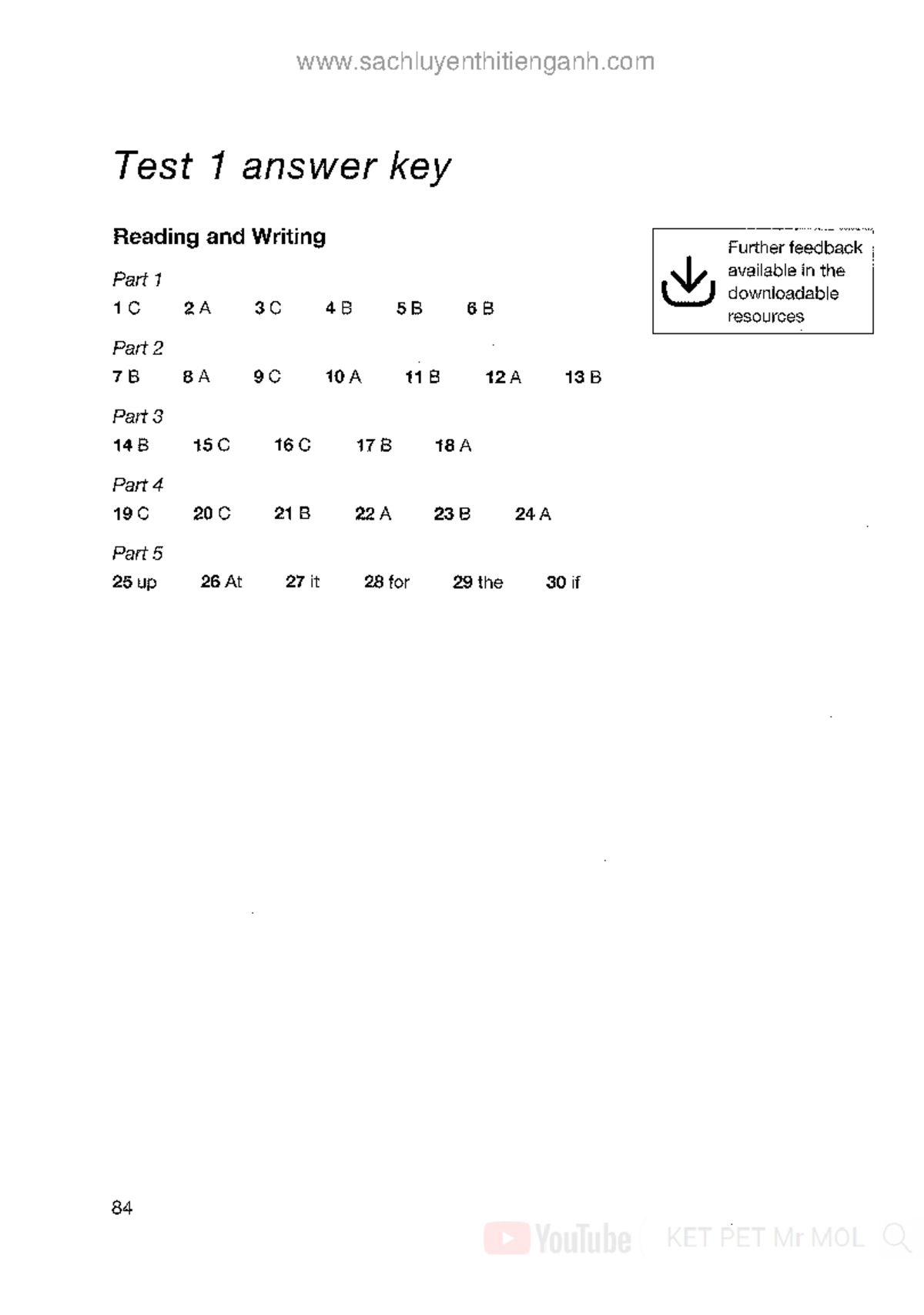 KEY - Cambridge A2 KET Test 1 & 2 Answer Key and Feedback - Studocu