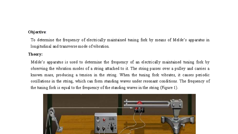 Lab Report 4: Frequency Determination of Tuning Fork in Vibration Modes - Studocu