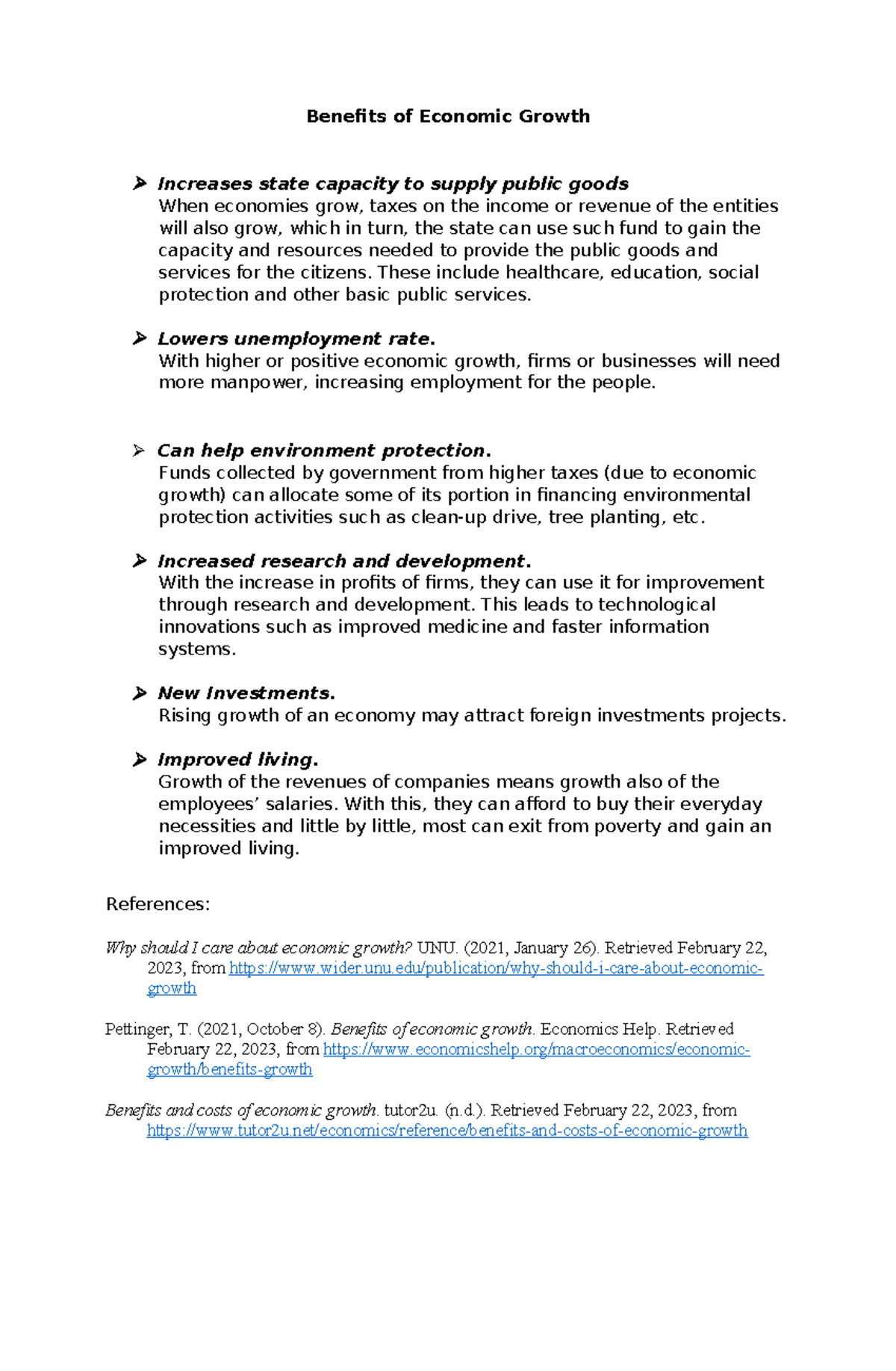 Benefits of Economic Growth: Key Insights and Implications - Studocu