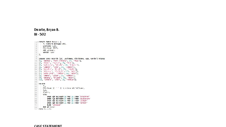 BI 502 Hands-on Activity 1: SQL Records Creation & Queries - Studocu