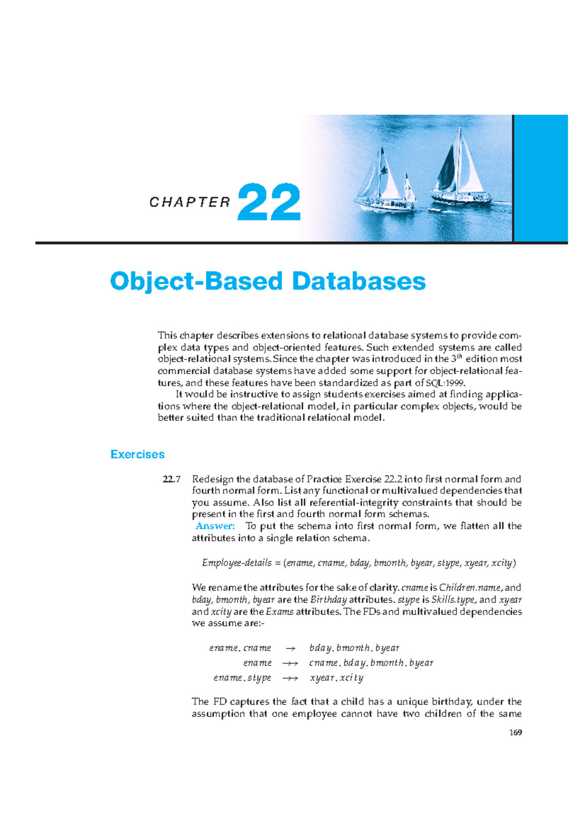 Answer to Database System Concepts - C H A P T E R 22 Object-Based ...