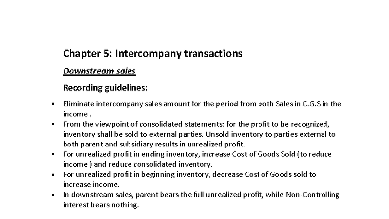 Chapter 5: Intercompany Transactions - Downstream & Upstream Sales ...