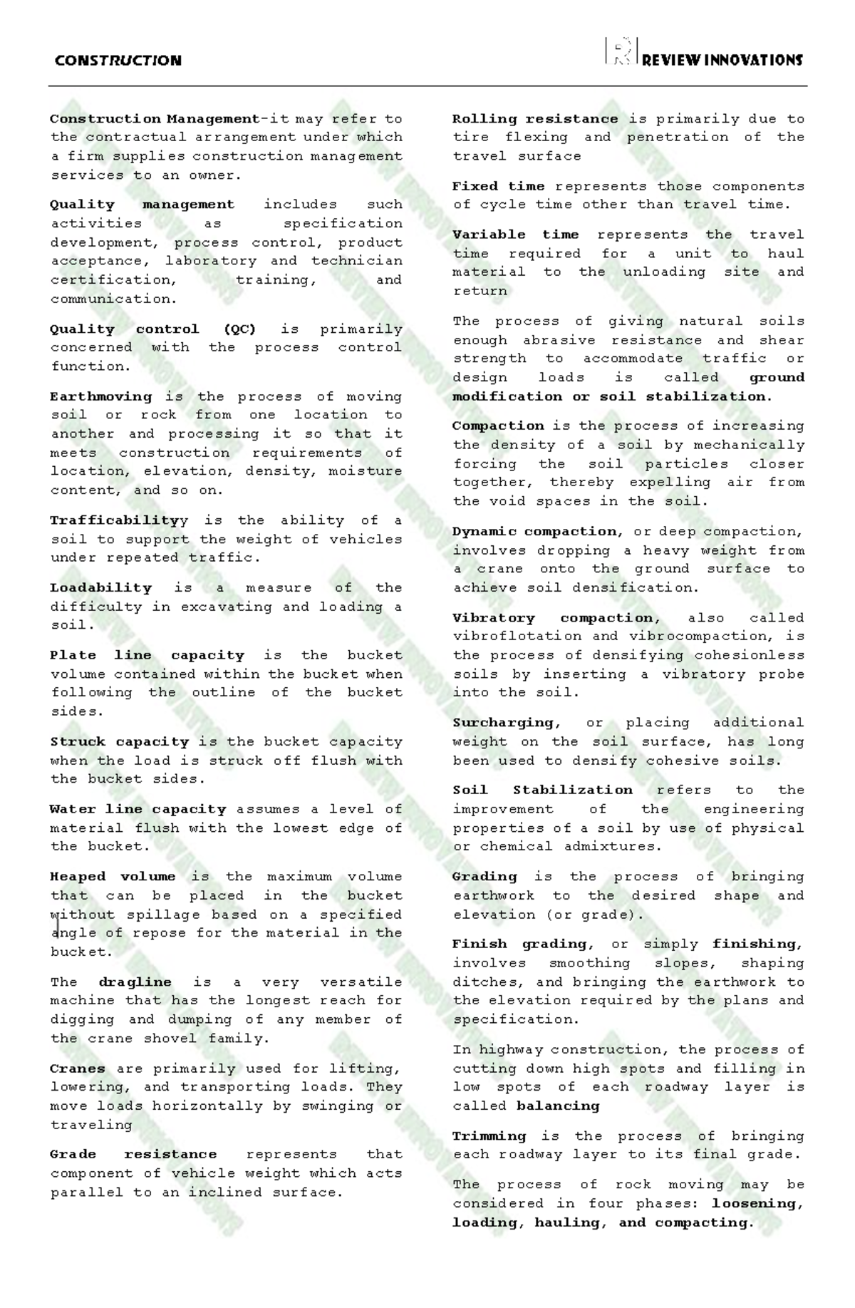 Construction Concepts and Terms (CM-101) - Essential Definitions - Studocu