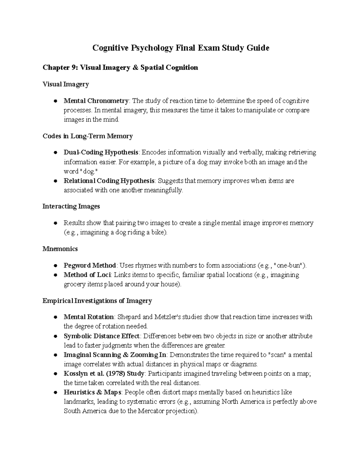 Cognitive Psychology Final Exam Study Guide (CP 101) - Cognitive ...