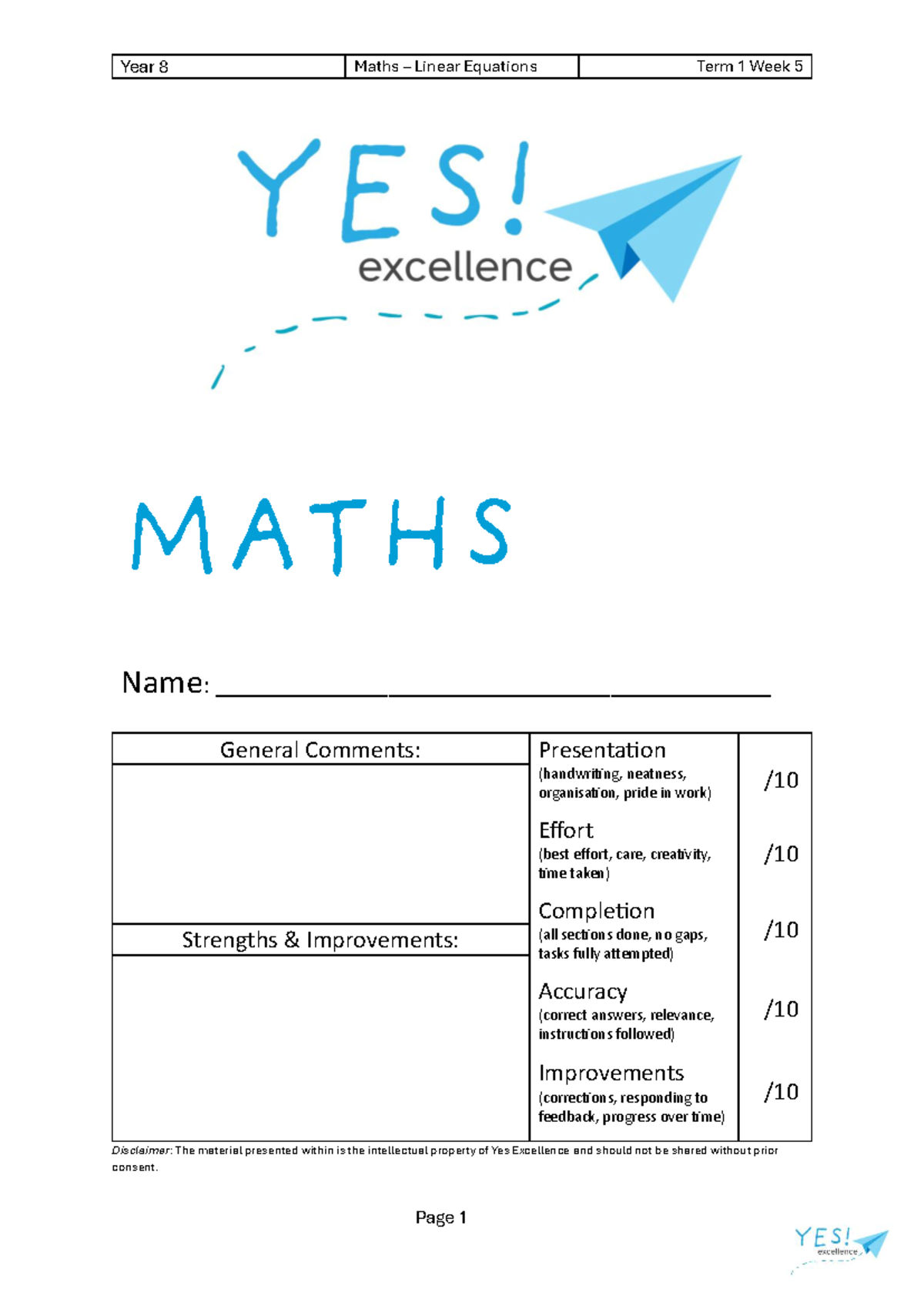 Year 8 Maths Linear Equations Term 1 Week 5 Notes - Studocu