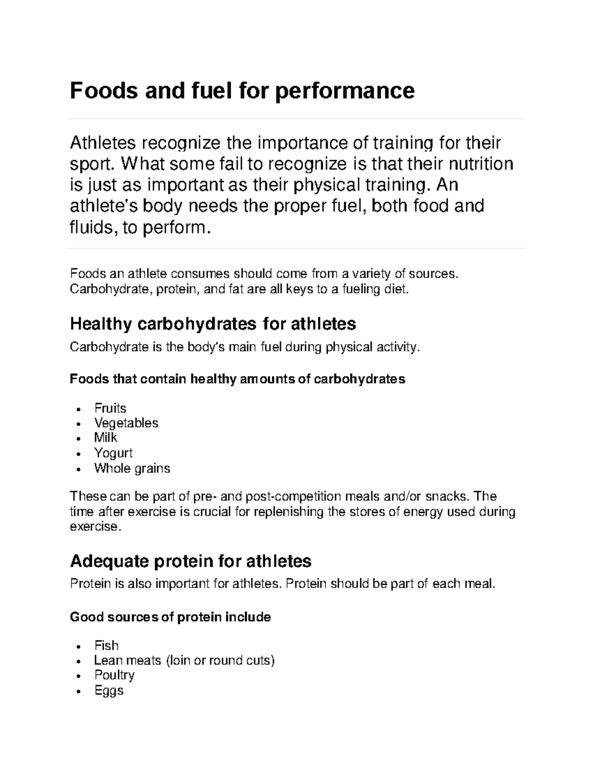 Week 003 Module: Nutrition for Athletic Performance - Studocu