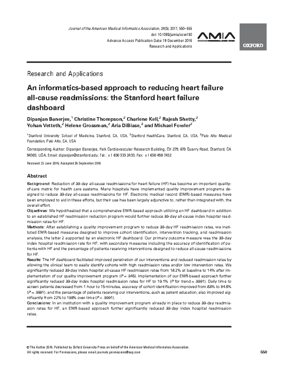 Reducing Heart Failure Readmissions: A Comprehensive Approach (3.5 ...