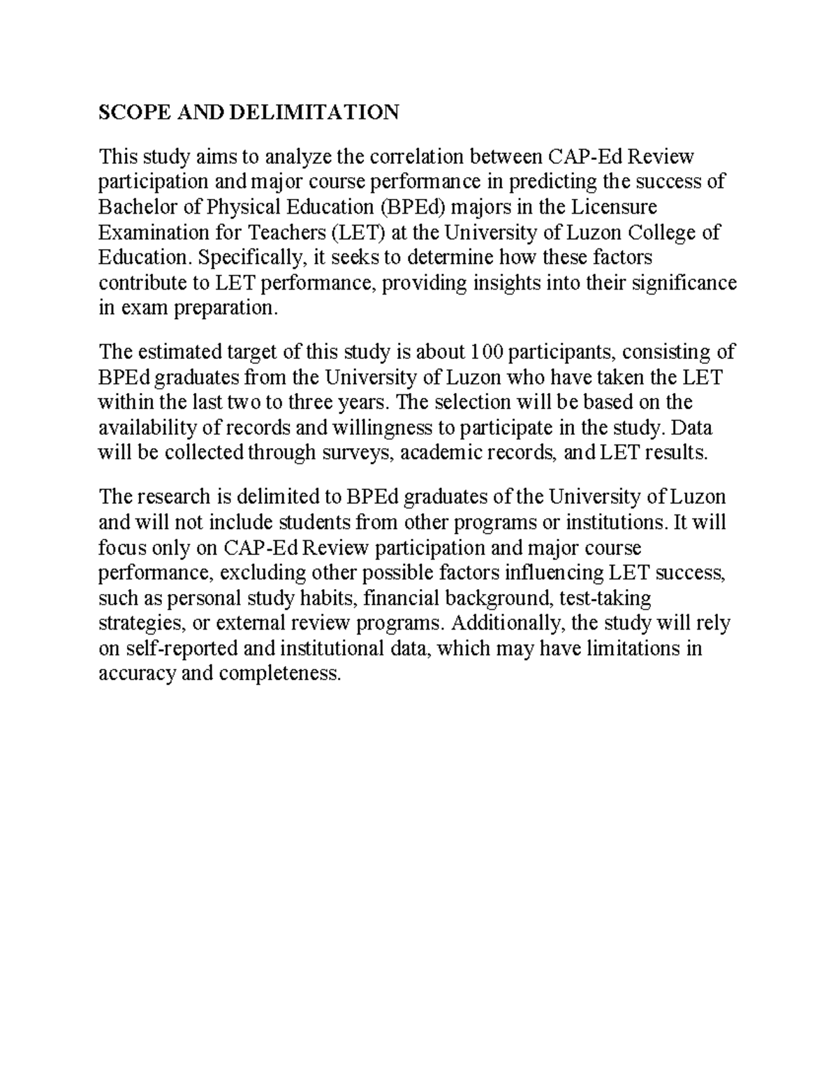 SCOPE AND DELIMI - SCOPE AND DELIMITATION This study aims to analyze ...