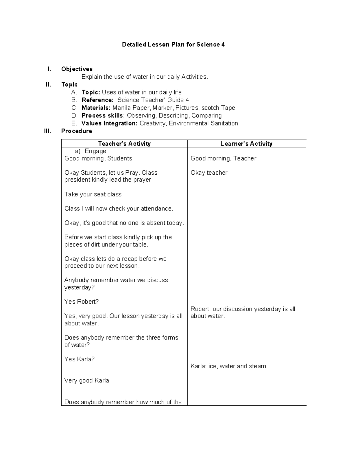Detailed Lesson Plan for Earth Science 4 - Detailed Lesson Plan for ...