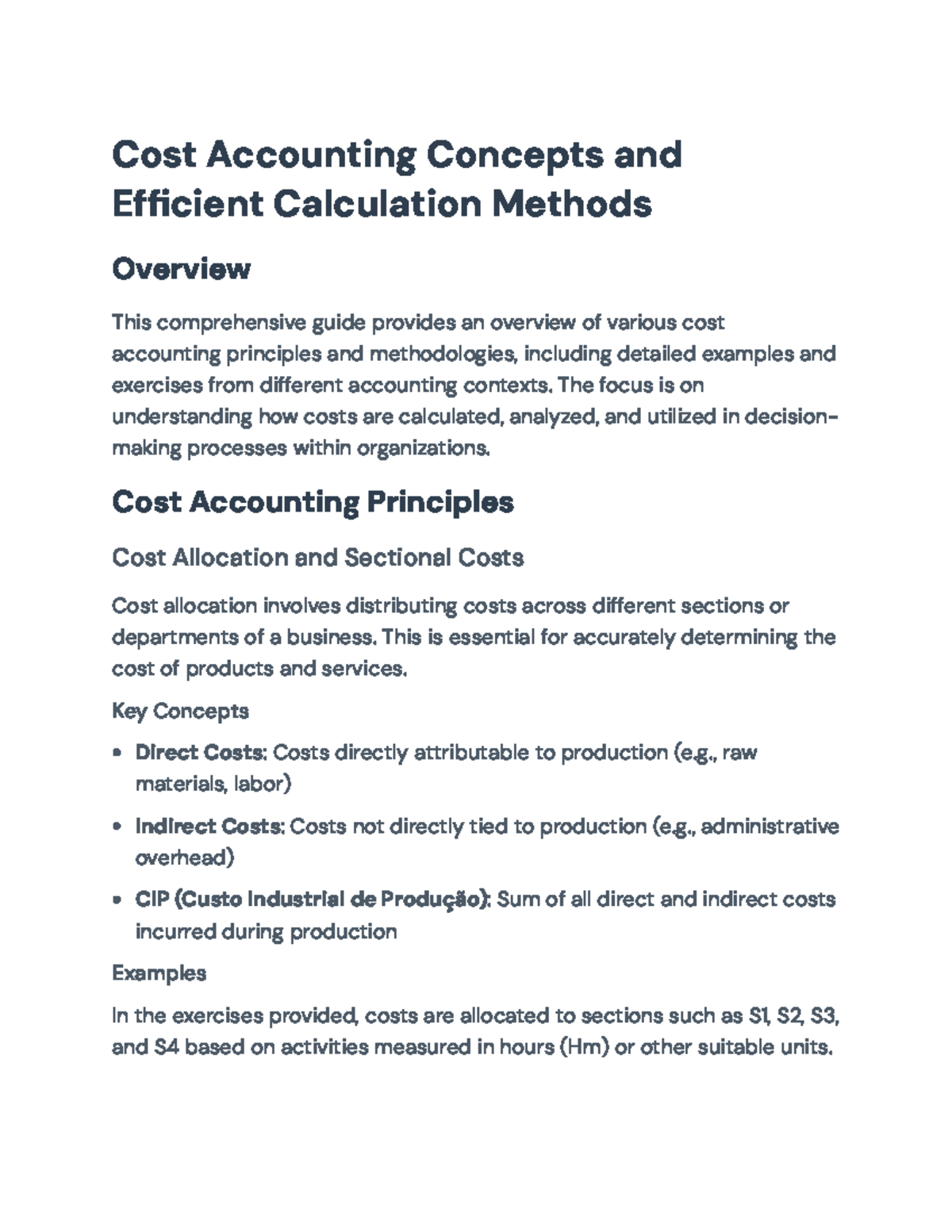 Cost Accounting Principles and Calculation Methods Overview - Cost ...