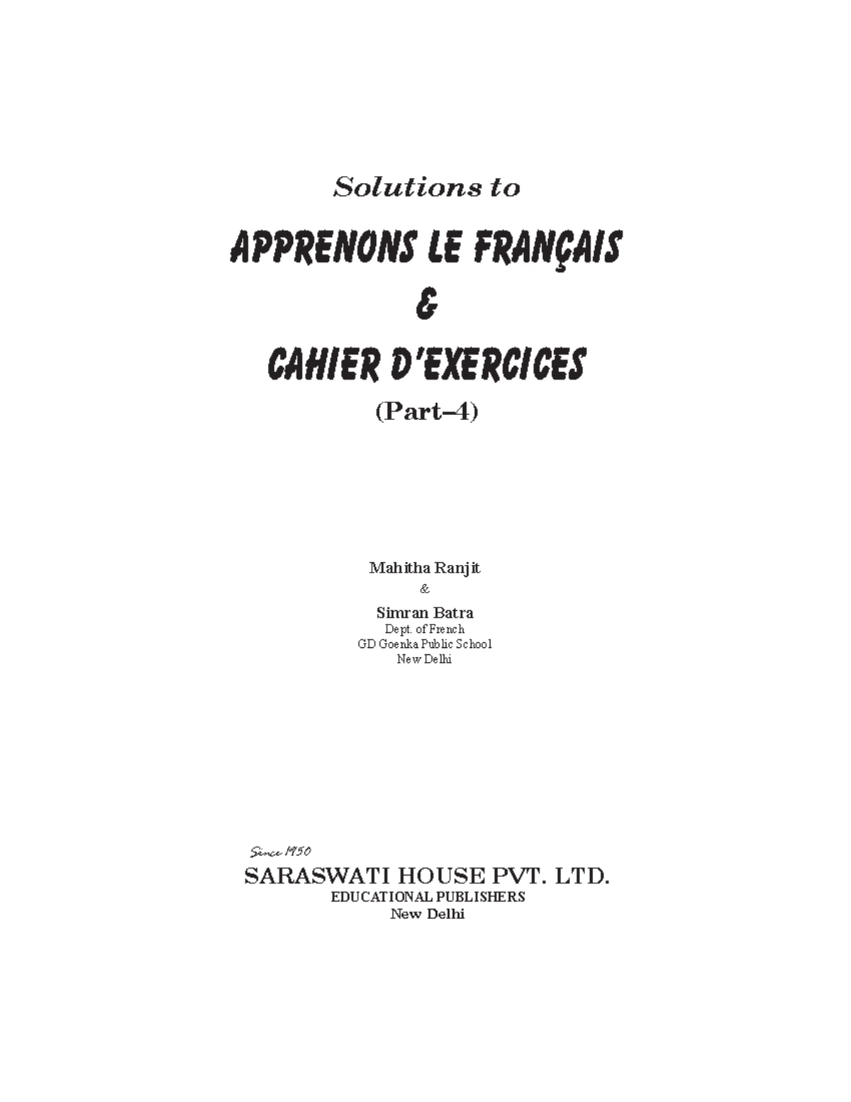 Revised Edition: Apprenons le Français Textbook Overview - Studocu