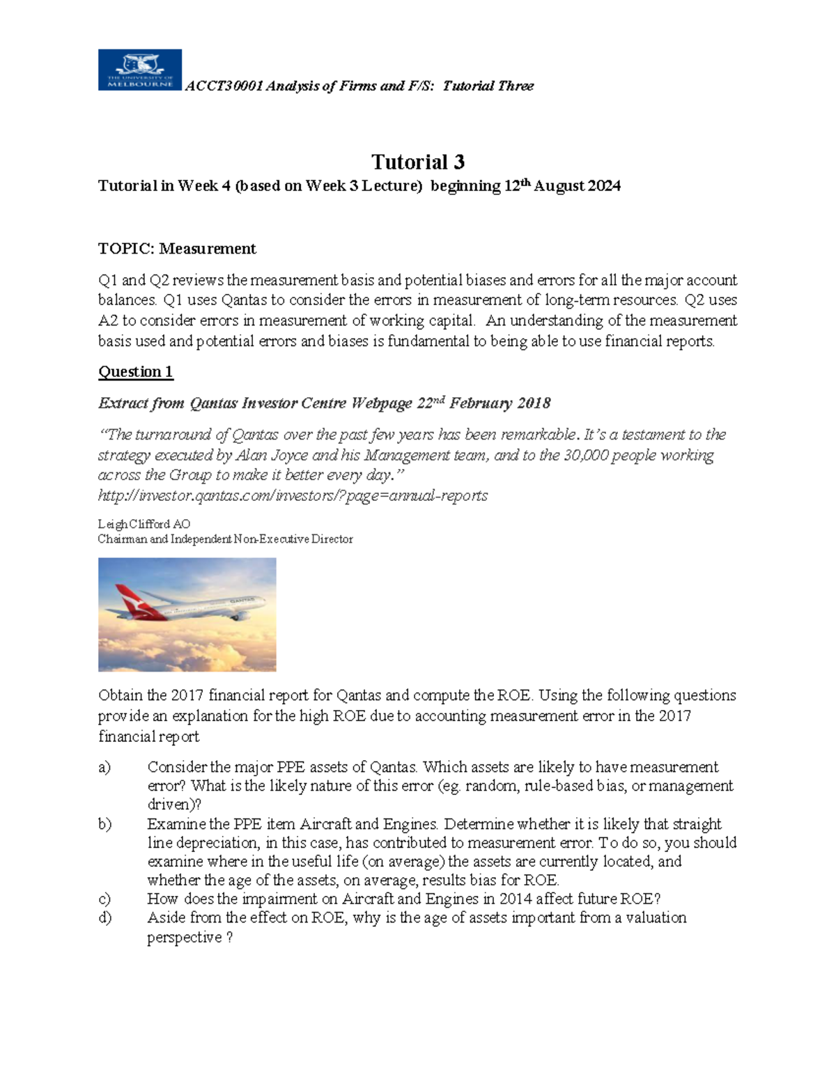 3 - Business Statistics - Tutorial 3 Tutorial in Week 4 (based on Week ...