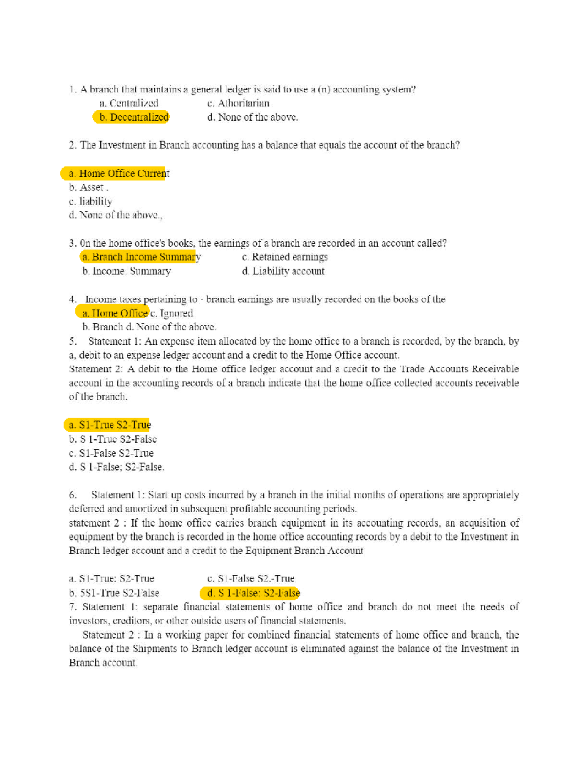 HOBA Theories Test Bank: Key Concepts and Practice Questions - Studocu