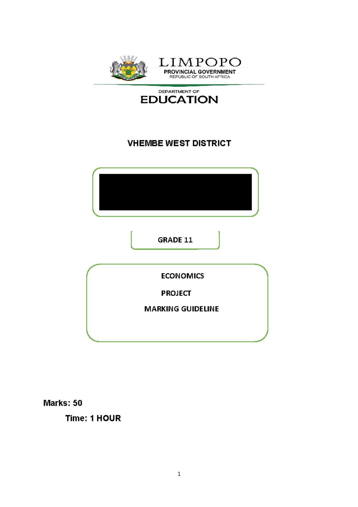 Grade 11 Economics Case Study Term 3 2022 MEMO-2 Guidelines - Studocu