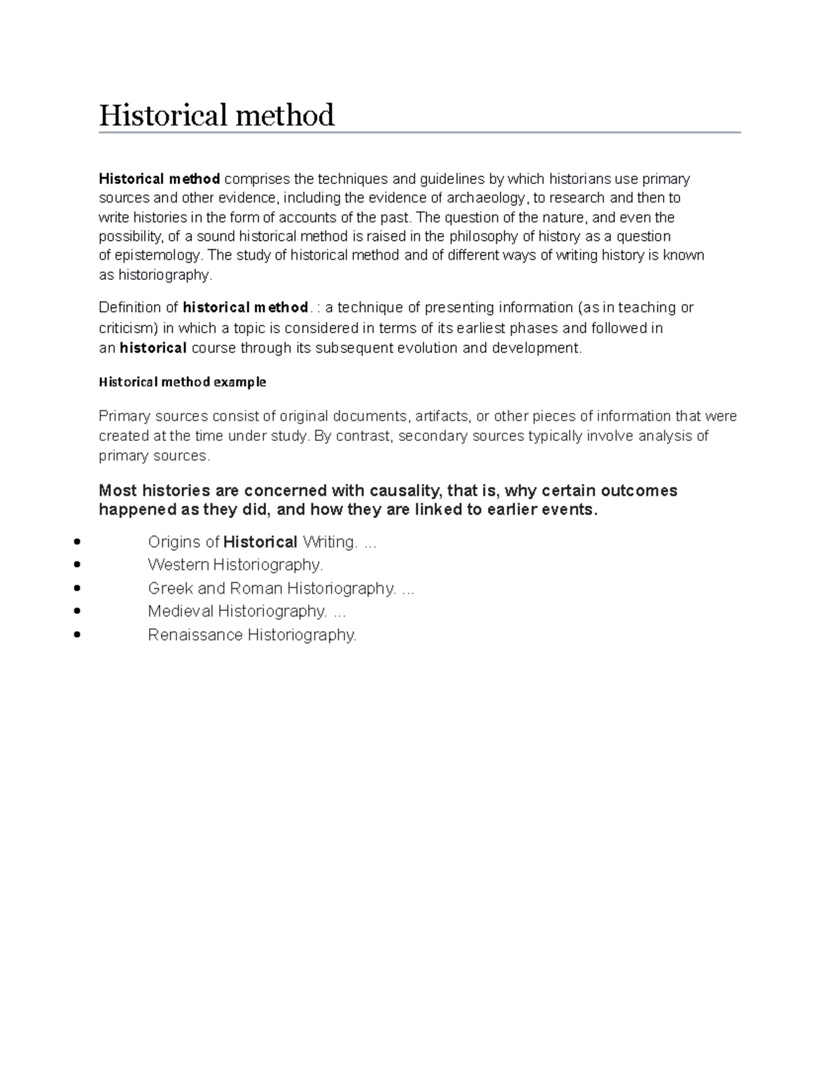 Historical-method - notes - Historical method Historical method ...