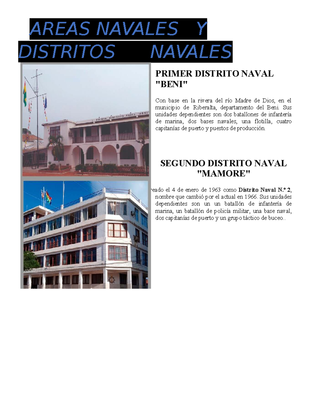 Áreas Navales y Distritos Navales: Estructura y Funciones - Studocu